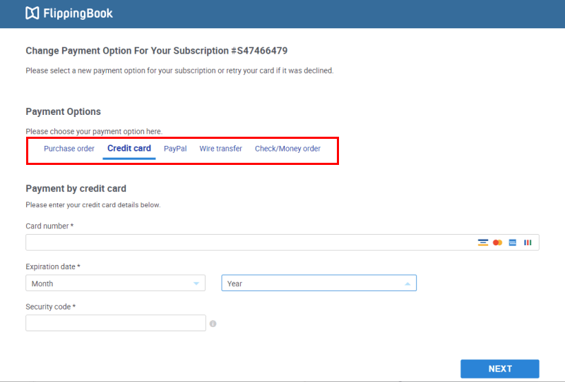 How can I change my credit card or payment method? | FlippingBook
